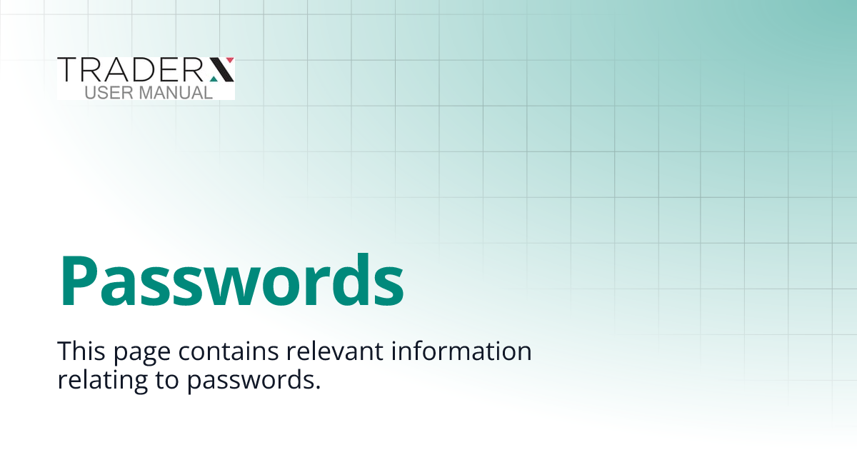 Passwords | TRADERX